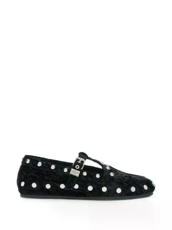 GANNI Mary Jenny Moccasins In Velvet - Black