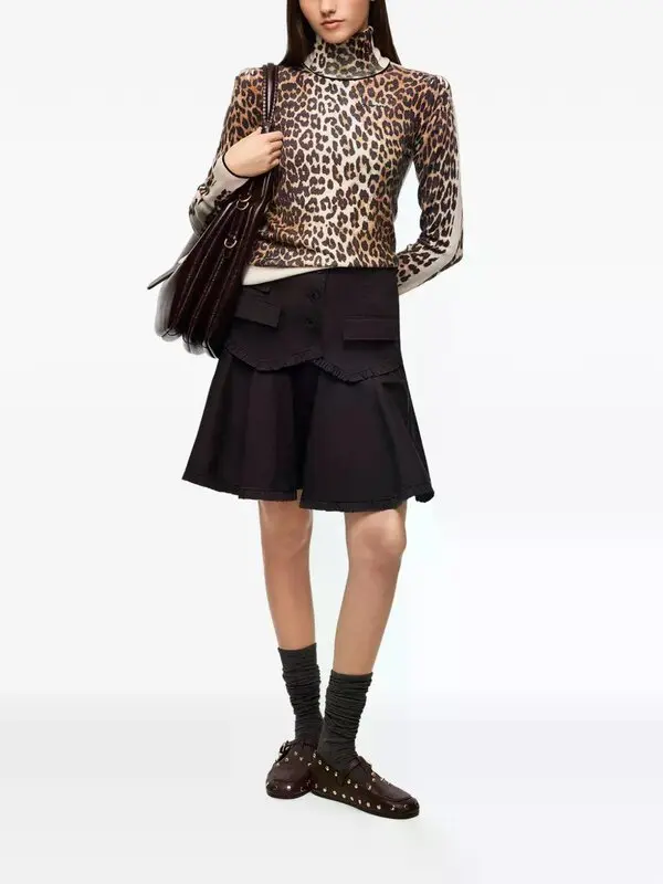 GANNI Leopard-print Turtleneck Top