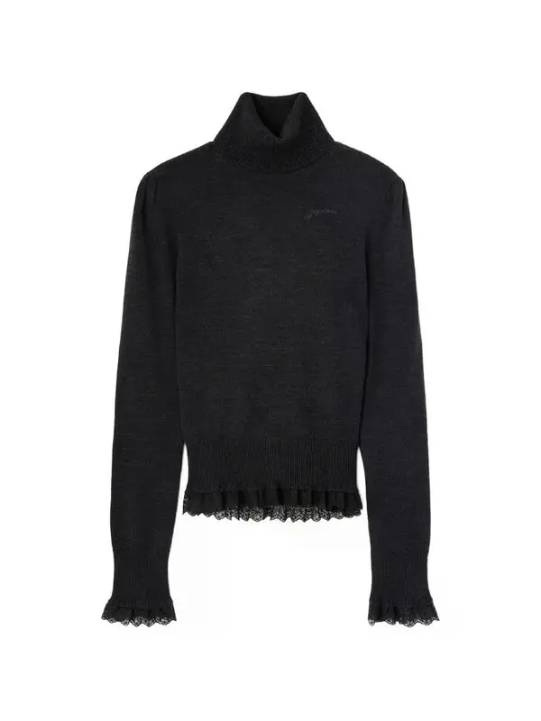 GANNI Turtleneck Sweater In Lace Merino