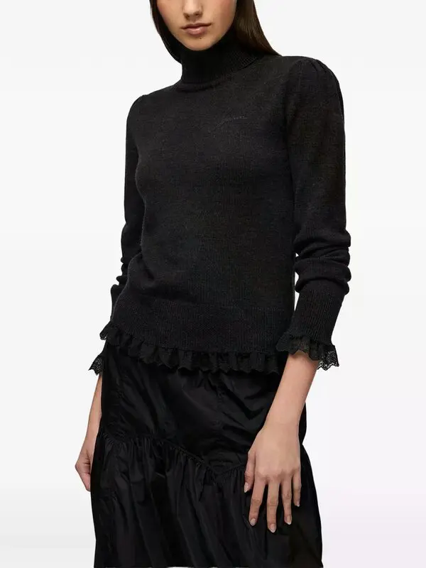 GANNI Turtleneck Sweater In Lace Merino