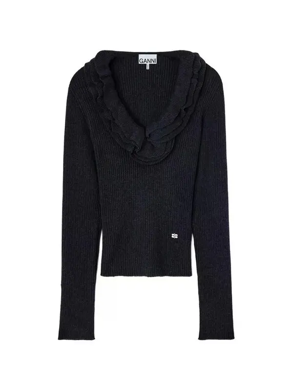 GANNI Top In Ribbed Merino