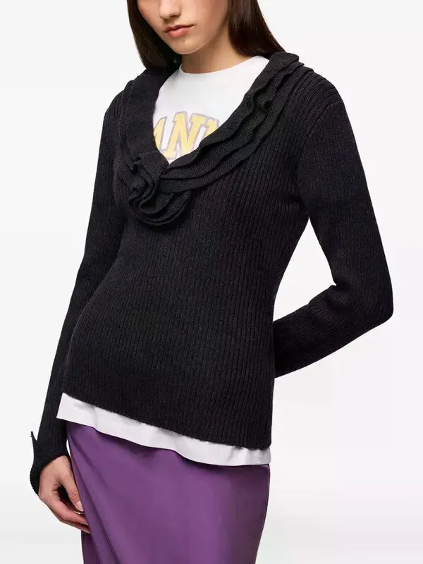 GANNI Top In Ribbed Merino