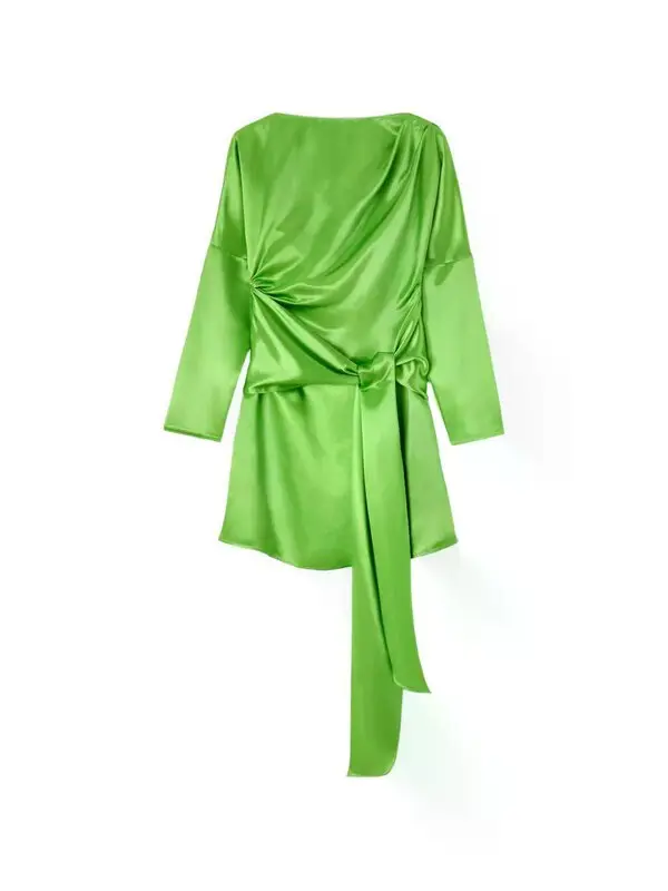 GANNI Draped Satin Dress - Green