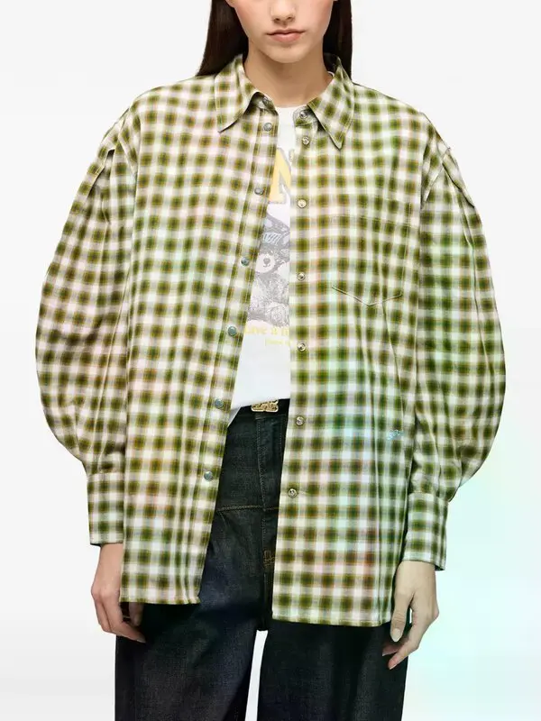 GANNI Shirt In Light Check Flannel
