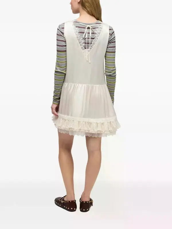 GANNI Lace-trim Ruffled Mini Dress