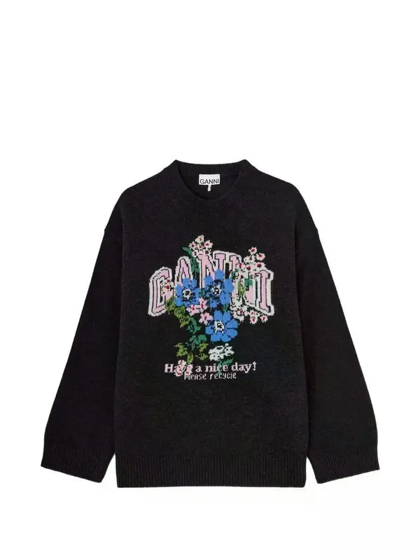 GANNI Floral-intarsia Oversized Sweater