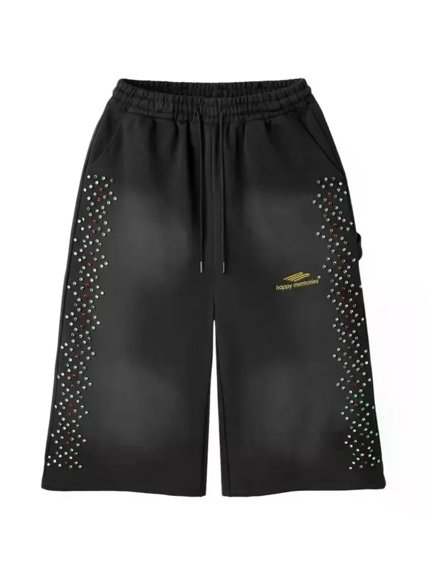 HAPPY MEMORIES DON'T DIE Crystal-embellished Drawstring Shorts
