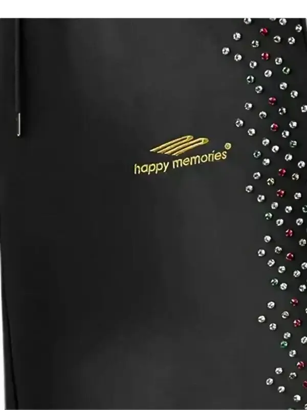 HAPPY MEMORIES DON'T DIE Crystal-embellished Drawstring Shorts