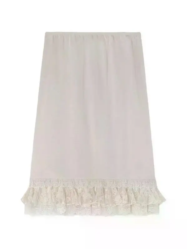 GANNI Frill Satin Skirt - Neutrals