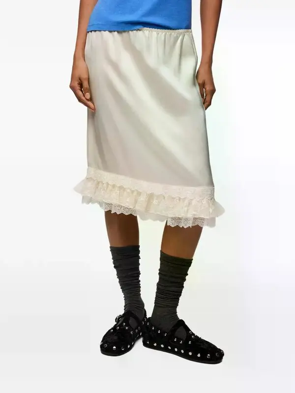 GANNI Frill Satin Skirt - Neutrals