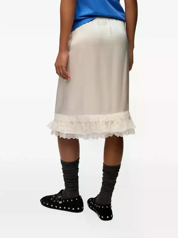 GANNI Frill Satin Skirt - Neutrals