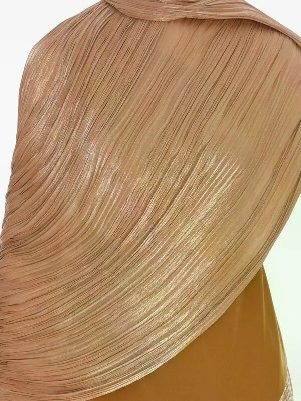 V:PM ATELIER Pleated Cape-effect Maxi Dress - Brown