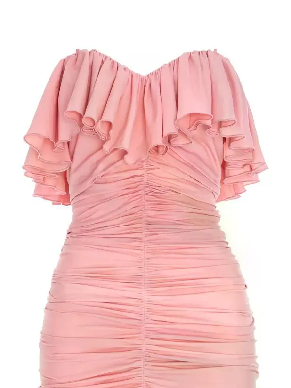 V:PM ATELIER Perry Ruffled Ruched Maxi Dress - Pink