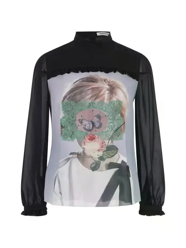 Undercover Graphic-print Ruffled Blouse