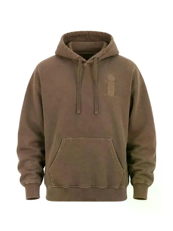 IUTER Logo-embroidered Acid-wash Hoodie