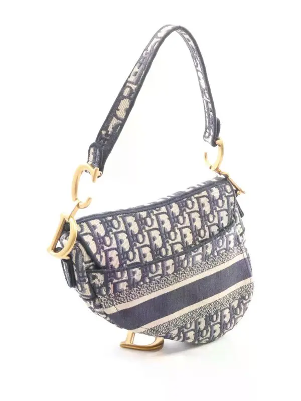 Dior 2000-2026 Oblique Embroidered Canvas Saddle Bag Shoulder Bag