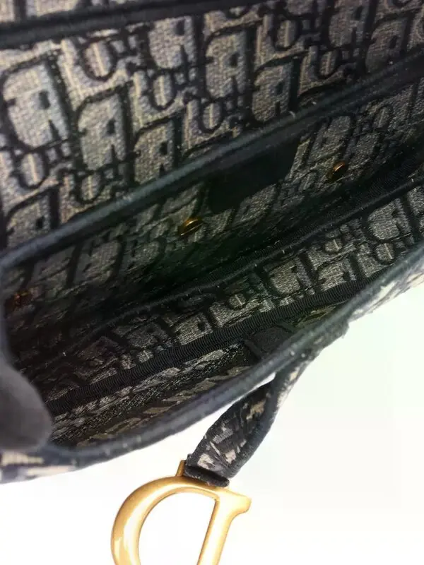 Dior 2000-2026 Oblique Embroidered Canvas Saddle Bag Shoulder Bag