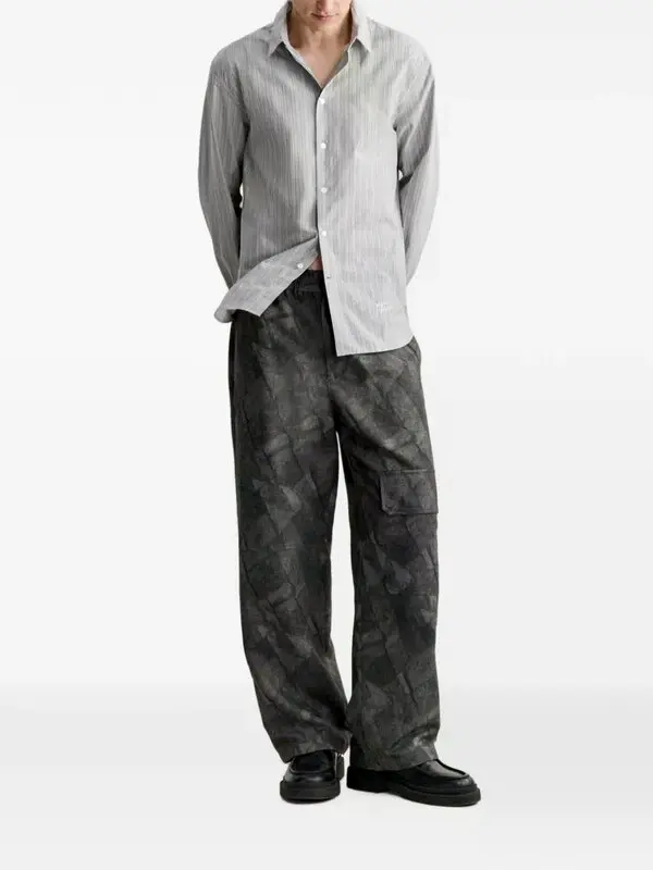 Maison Kitsuné Vertical-stripe Logo-embroidered Shirt