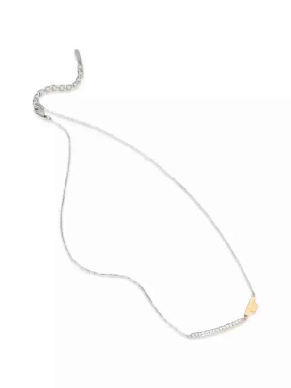 TRUSSARDI Crystal-embellished Logo-plaque Necklace - Silver