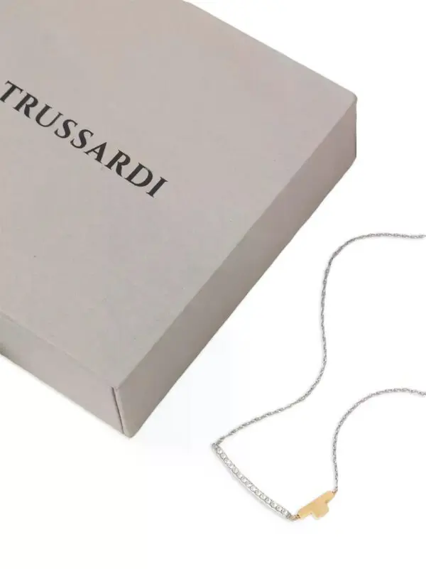 TRUSSARDI Crystal-embellished Logo-plaque Necklace