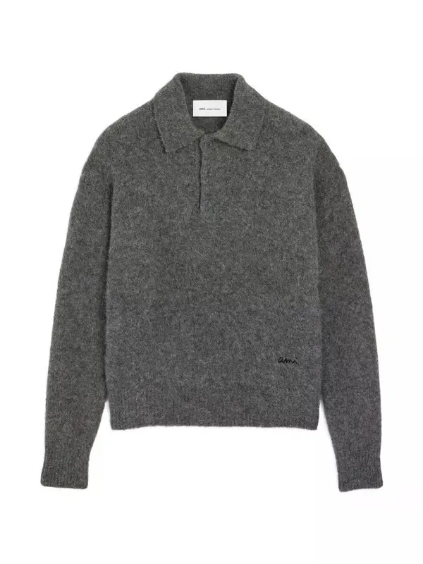 AMI Paris Wool And Alpaca Polo With Embroidery