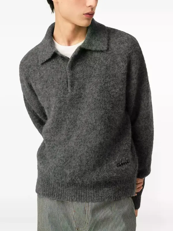 AMI Paris Wool And Alpaca Polo With Embroidery