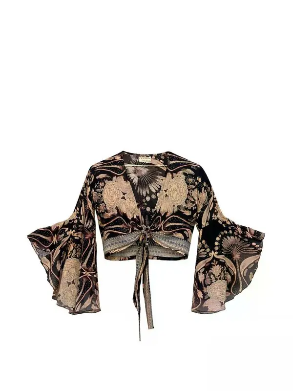 PAHIESA FORMENTERA Floral-print Tie-front Top