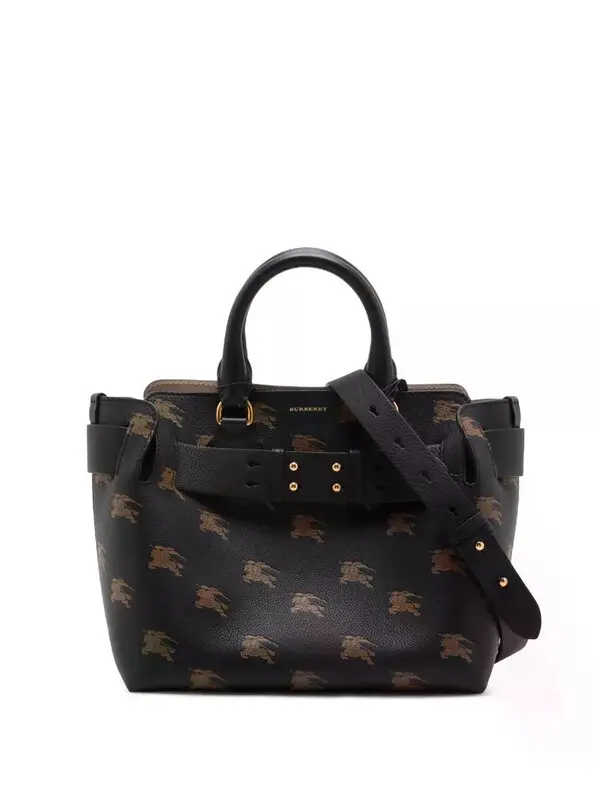 Burberry 2015-2026 Small Grained Calfskin Embroidered Equestrian Knight Marais Belt Bag Satchel - Black