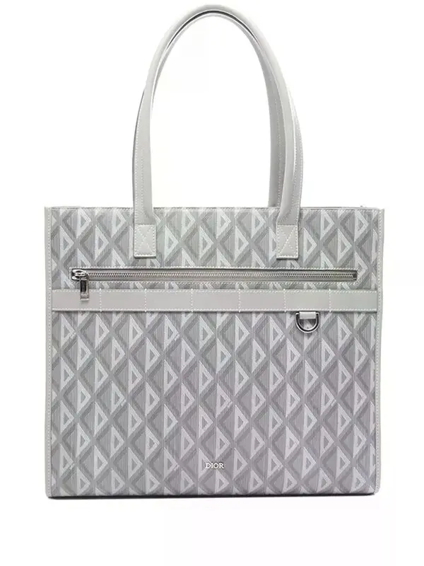Dior 2020-2026 Large Cd Diamond Coated Canvas Safari Tote Bag - Grey