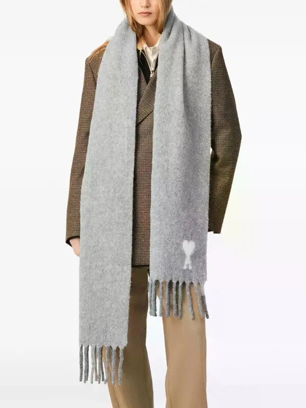 AMI Paris Alpaca Scarf With De Coeur
