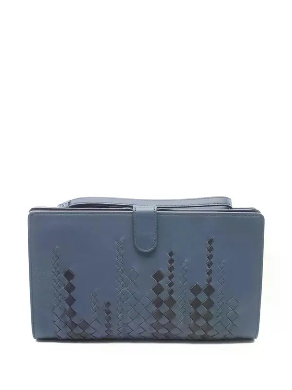 Bottega Veneta 2012-2026 Intrecciato Trimmed Nappa Clutch Bag - Blue