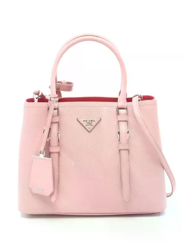 Prada 2010-2026 Small Saffiano Cuir Double Handle Satchel - Pink