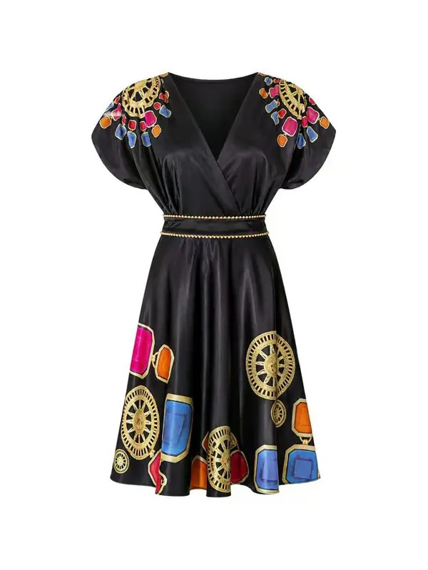 ALLURE Jewel-print V-neck Mini Dress