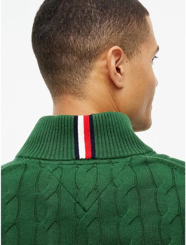 Tommy Hilfiger Cable Knit Striped Quarter-zip Sweater