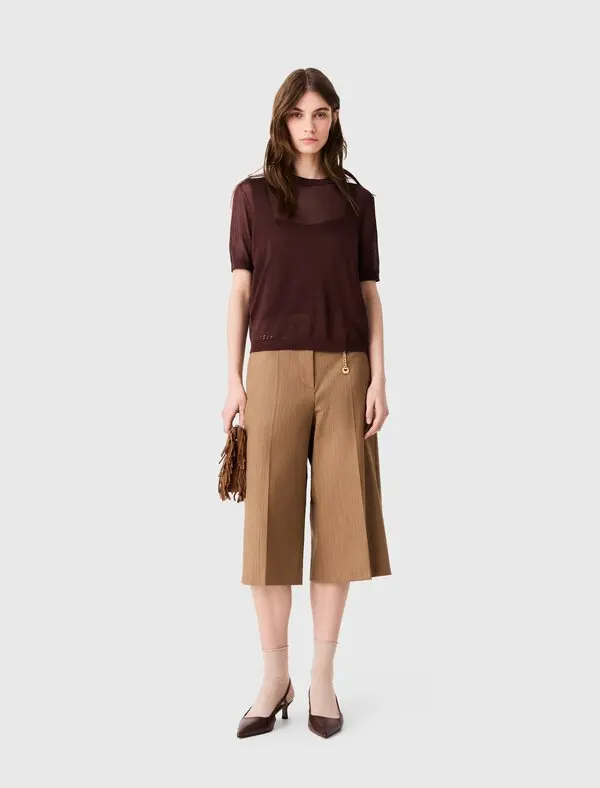 Maje Sheer Effect Layered Pullover - Brown