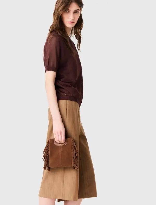 Maje Sheer Effect Layered Pullover - Brown