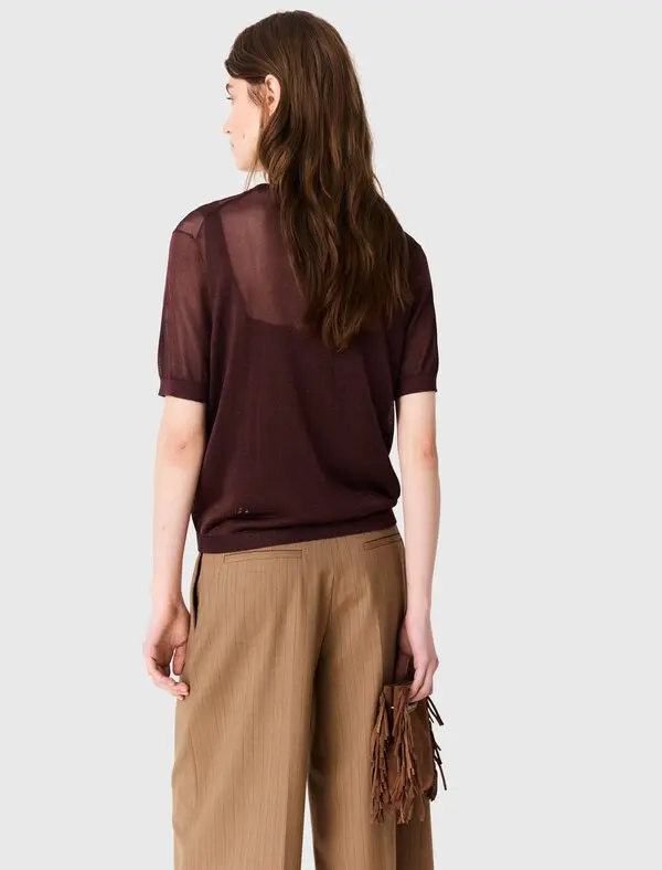 Maje Sheer Effect Layered Pullover - Brown