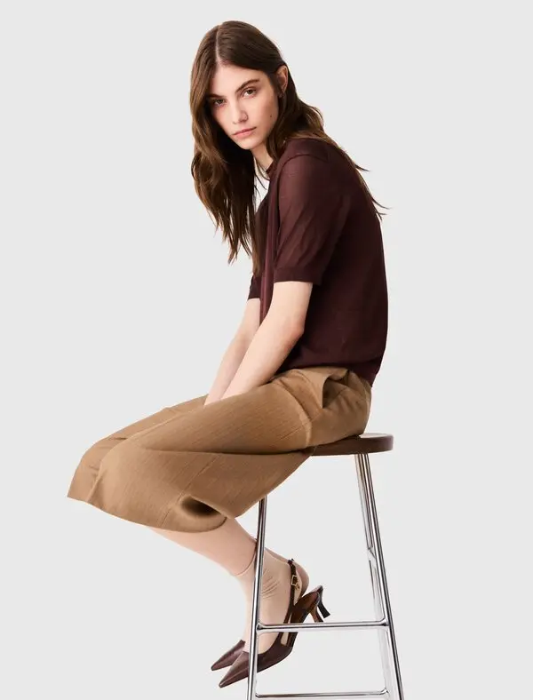 Maje Sheer Effect Layered Pullover - Brown
