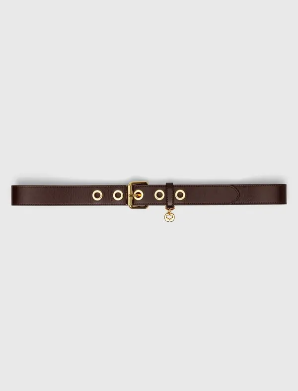 Maje Miss Leather Belt - Dark Brown