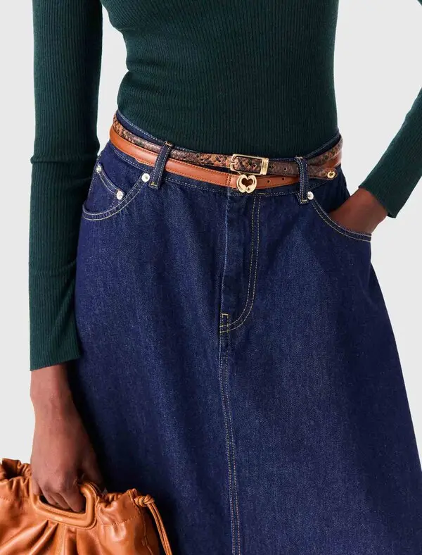 Maje Slim Embossed Leather Belt