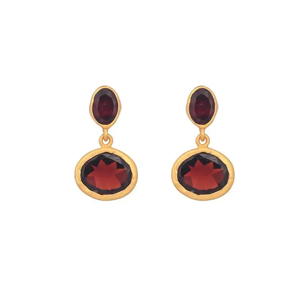 OPIUM JEWELS Shakti Droplet Stud Earrings In Garnet - Red
