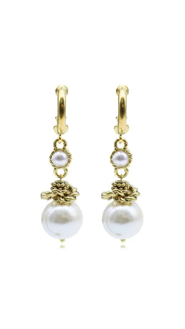 BAYEMEYC Gold / White Ophira Pearl Dangle Earrings