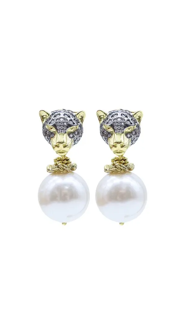 BAYEMEYC Feline Pearl Dangle Earrings