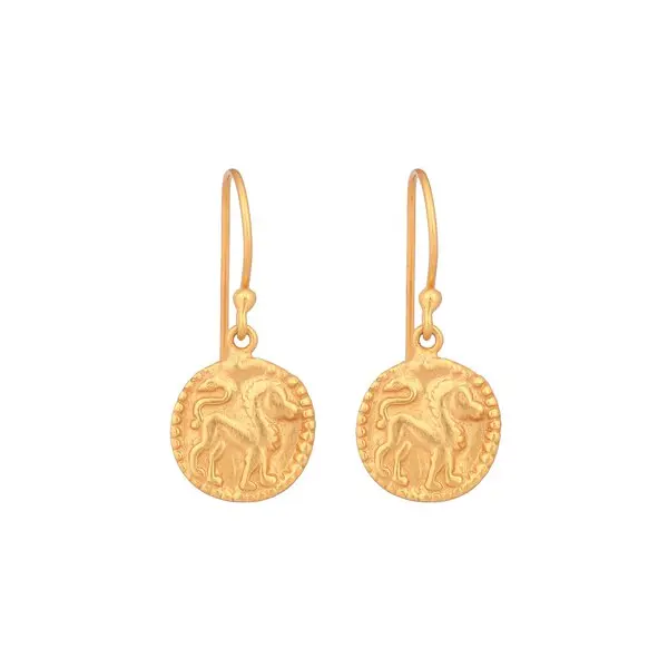 OPIUM JEWELS Vintage Plated Shiva Dog Earrings - Gold
