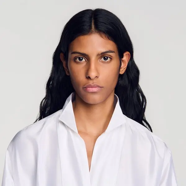 Sandro Oversized Silk Satin Shirt