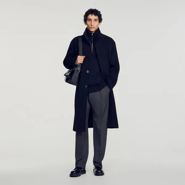 Sandro Long Wool And Cashmere Coat