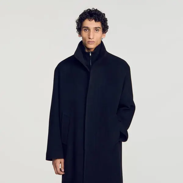 Sandro Long Wool And Cashmere Coat