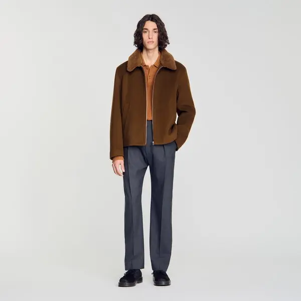 Sandro Classic Fit Wool And Cashmere Jacket - Camel