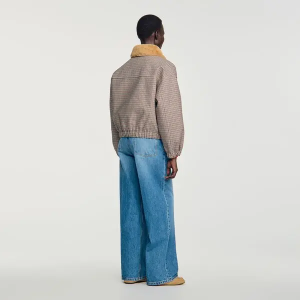 Sandro Faux Fur-lined Check Coat