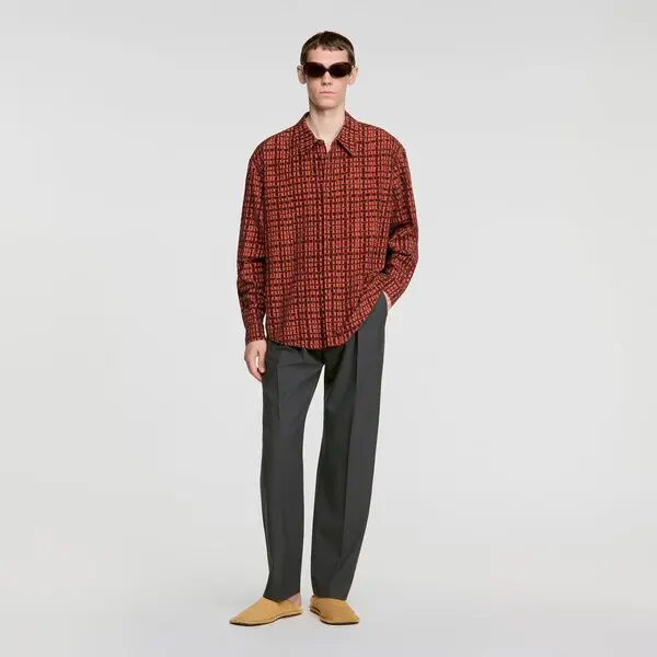 Sandro Shirt With Velvet Flocking - Burnt Orange